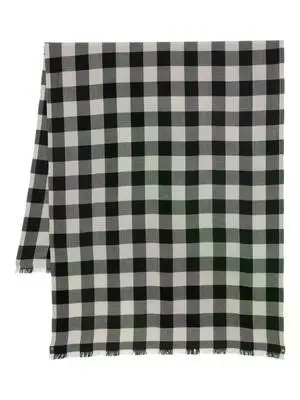 Rick Owens Checked Wool Scarf - Black