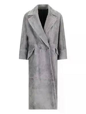 SALVATORE SANTORO Double-breasted Suede Coat