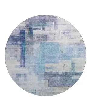 DALYN RUG COMPANY Dalyn Ravenna Washable Rn6 Round Area Rug, 8' X 8 - Blue