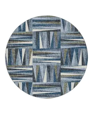 DALYN RUG COMPANY Dalyn Lorenzo Washable Ln2 Round Area Rug, 8' X 8' Denim