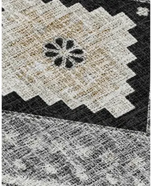 DALYN RUG COMPANY Dalyn Portico Washable Po5 Round Area Rug, 8' X 8 - Black