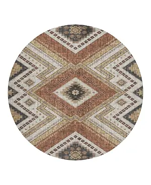 DALYN RUG COMPANY Dalyn Portico Washable Po5 Round Area Rug, 8' X 8' Copper