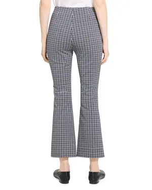 Theory Kick Flare Plaid Trousers - Almond Multi