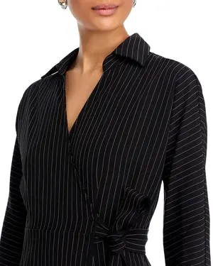 AREA STARS Cass Pinstripe Dress - Black Pinstripe