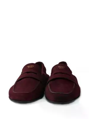 Prada Antiqued Suede Loafers - Red