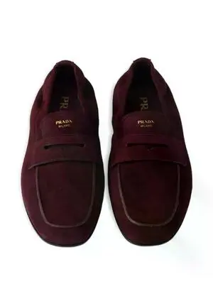 Prada Antiqued Suede Loafers - Red