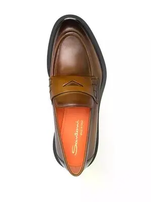 Santoni Leather Penny Loafers