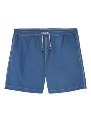 Hartford Contrast-stitch Swim Shorts - Blue