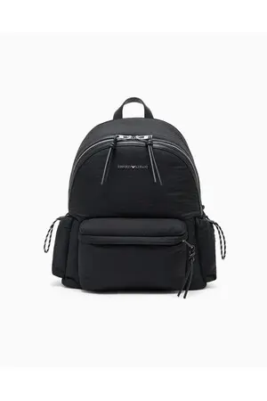 Emporio Armani Monogram Nylon Backpack - Black