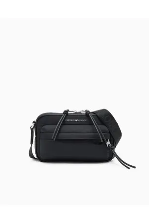 Emporio Armani Nylon Camera Case With Monogram Lettering - Black
