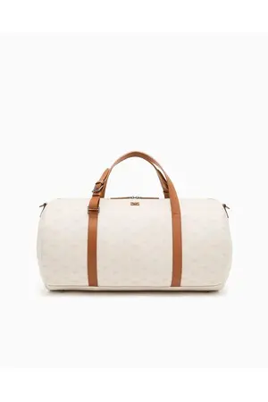 Emporio Armani All-over Eagle Canvas Weekend Bag - Beige
