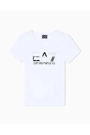 EA7 Logo Series Stretch-jersey Crew-neck T-shirt - White