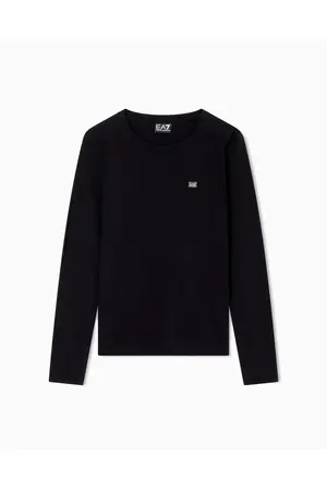 EA7 Core Lady Stretch-jersey Long-sleeved T-shirt - Black