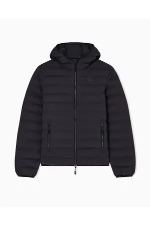 Emporio Armani Ea7 Technical Fabric Padded Jacket With Hood - Black