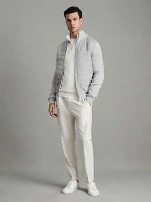 REISS Trainer Hybrid Zip-Through Jacket Soft Grey