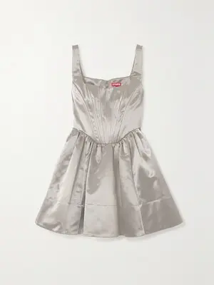 Staud Landscape Gathered Satin Mini Dress