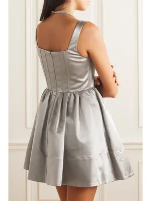Staud Landscape Gathered Satin Mini Dress