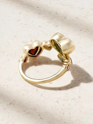 ROXANNE FIRST Twisted Heart Stack 14-karat Gold -stone Ring - Multi
