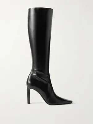Saint Laurent Françoise Glossed-leather Knee Boots