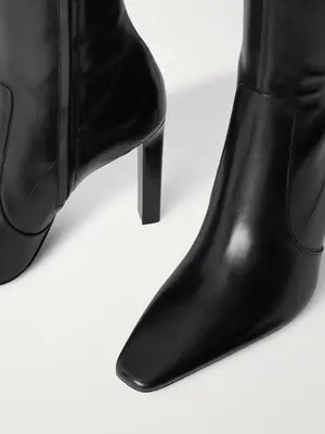 Saint Laurent Françoise Glossed-leather Knee Boots