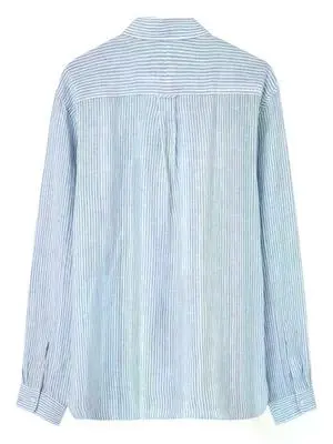 XACUS Striped Linen Shirt - Blue