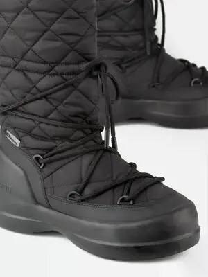 Moon Boot Mezzaluna Quilted Lace-up Waterproof Knee-high Boots - Black