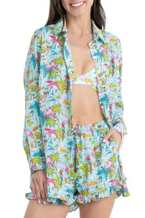 Kenny Flowers Margaritaville Long Sleeve Resort Shirt - Blue
