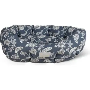 FRINGE STUDIO Medium Canvas Round Cuddler Pet Bed - Blue