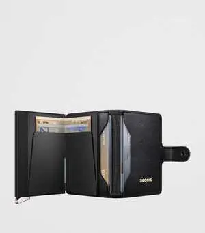 SECRID Leather Embossed Lines Miniwallet - Black