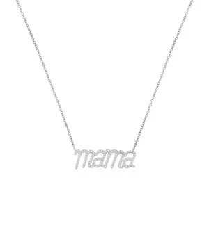 NOA MINI White Gold And Diamond Mama Pendant Necklace - Silver