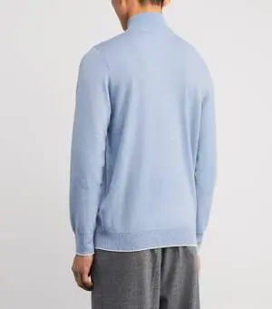 N.peal Cashmere Quarter-zip Carnaby Sweater - Blue