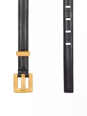 Balmain Anthem Calfskin Leather Belt With Gold Buckle