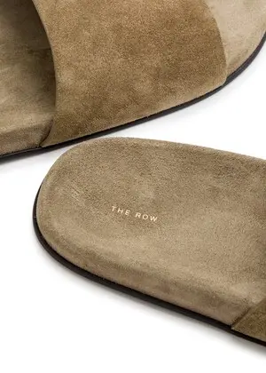 THE ROW Hugh Suede Sliders - Beige