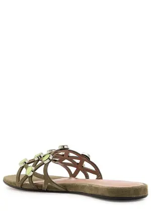 Attico Grid Embellished Suede Sliders