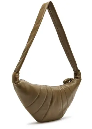 LEMAIRE Medium Croissant Leather Shoulder Bag - Khaki