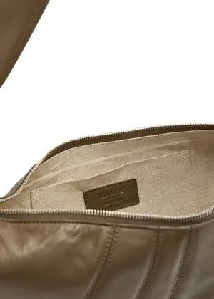 LEMAIRE Medium Croissant Leather Shoulder Bag - Khaki