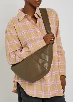 LEMAIRE Medium Croissant Leather Shoulder Bag - Khaki