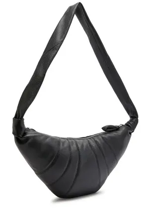 LEMAIRE Medium Croissant Grained Leather Shoulder Bag - Black