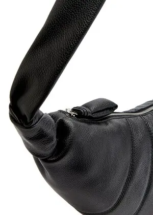 LEMAIRE Medium Croissant Grained Leather Shoulder Bag - Black