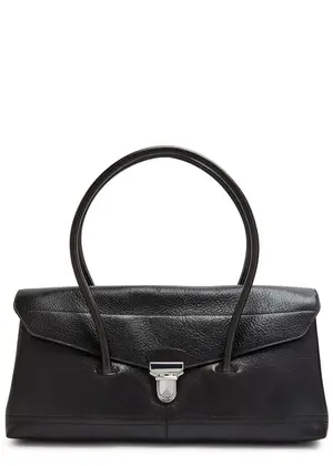 LEMAIRE Grained Leather Shoulder Bag - Dark Brown