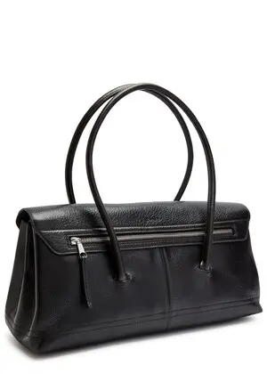 LEMAIRE Grained Leather Shoulder Bag - Dark Brown