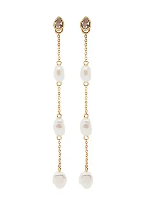 ASTRID & MIYU Embellished 18kt Gold-plated Drop Earrings - Pearl
