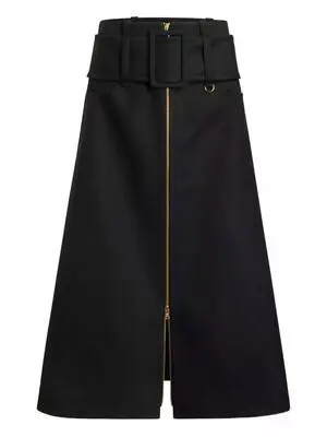 PATOU Belted Zip-front Midi Skirt