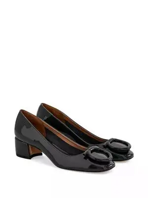 FERRAGAMO Gancini Square-toe Pumps - Black