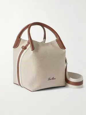 Loro Piana Bale Textured Leather-trimmed Canvas Tote - Neutrals