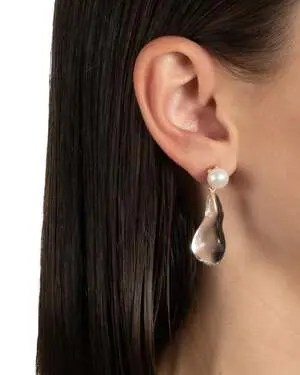 Alexis Bittar Liquid Lucite Freshwater Pearl Drop Earrings