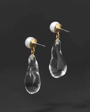 Alexis Bittar Liquid Lucite Freshwater Pearl Drop Earrings