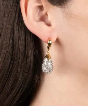 Alexis Bittar Solanales Crystal Pavé Teardrop Leverback Earrings - Gold