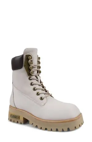 ZIGI Kammi Lace-up Lug Sole Booties - Ivory Leather