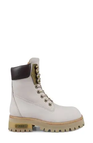 ZIGI Kammi Lace-up Lug Sole Booties - Ivory Leather